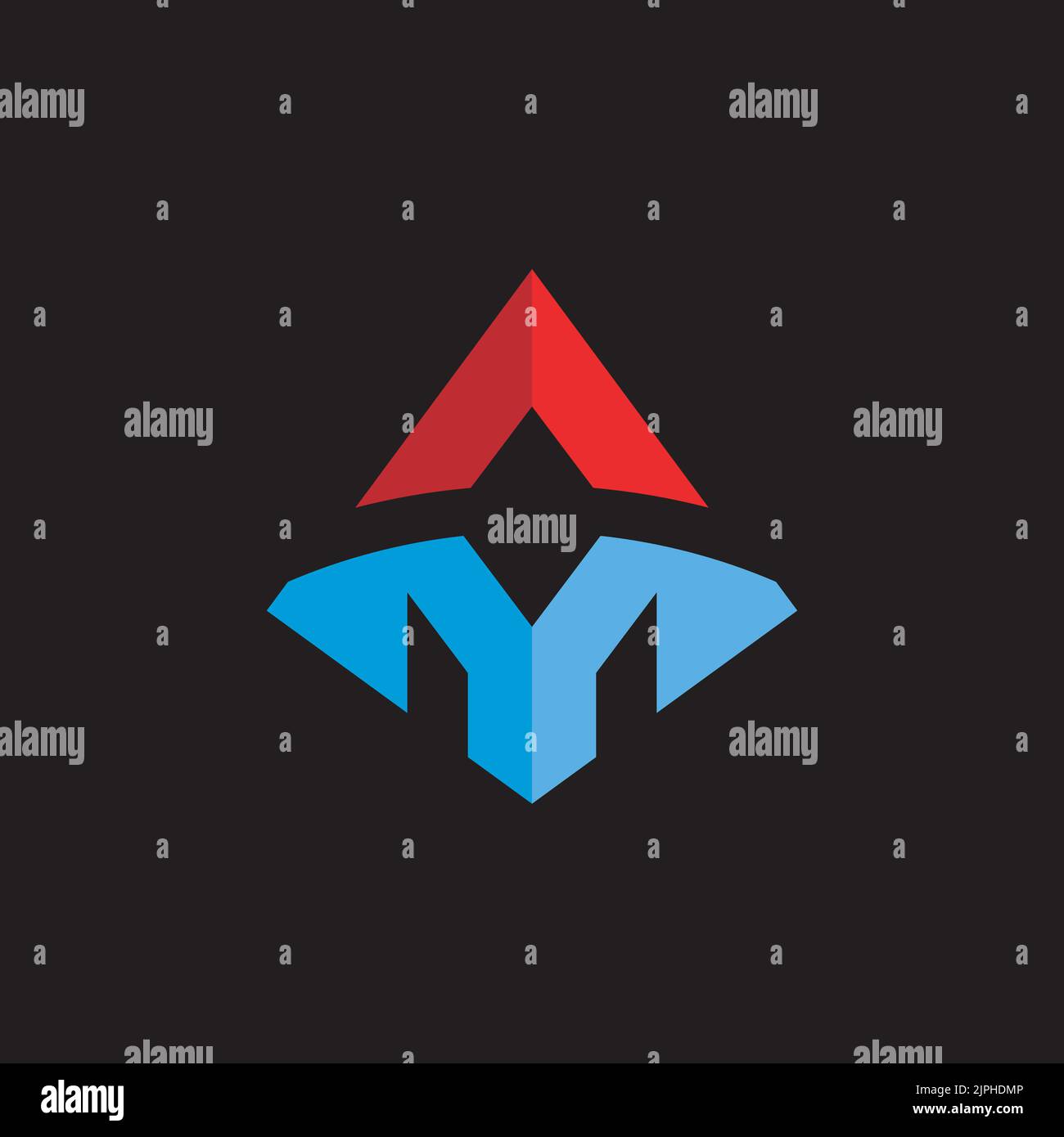 A vector of simple colorful triangle logo design in black background ...