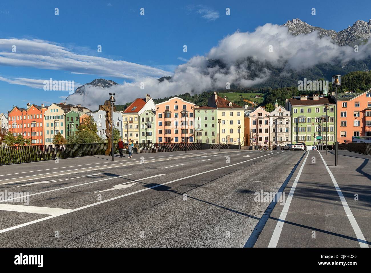 Brightly painted buildings of the old town of Tyrolean capital ...
