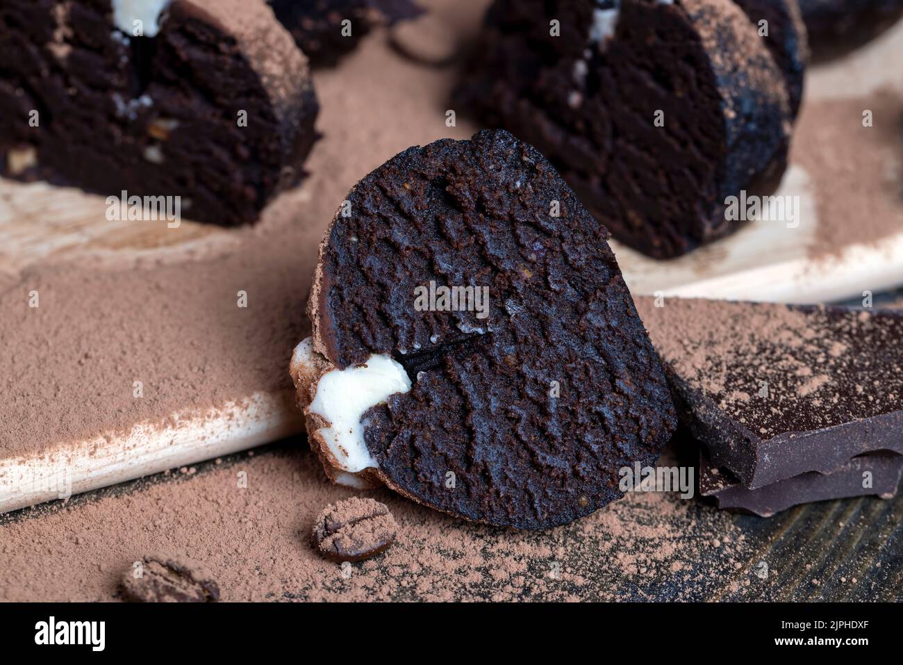 chocolate rum potato cake, a traditional Eastern European dish with ...