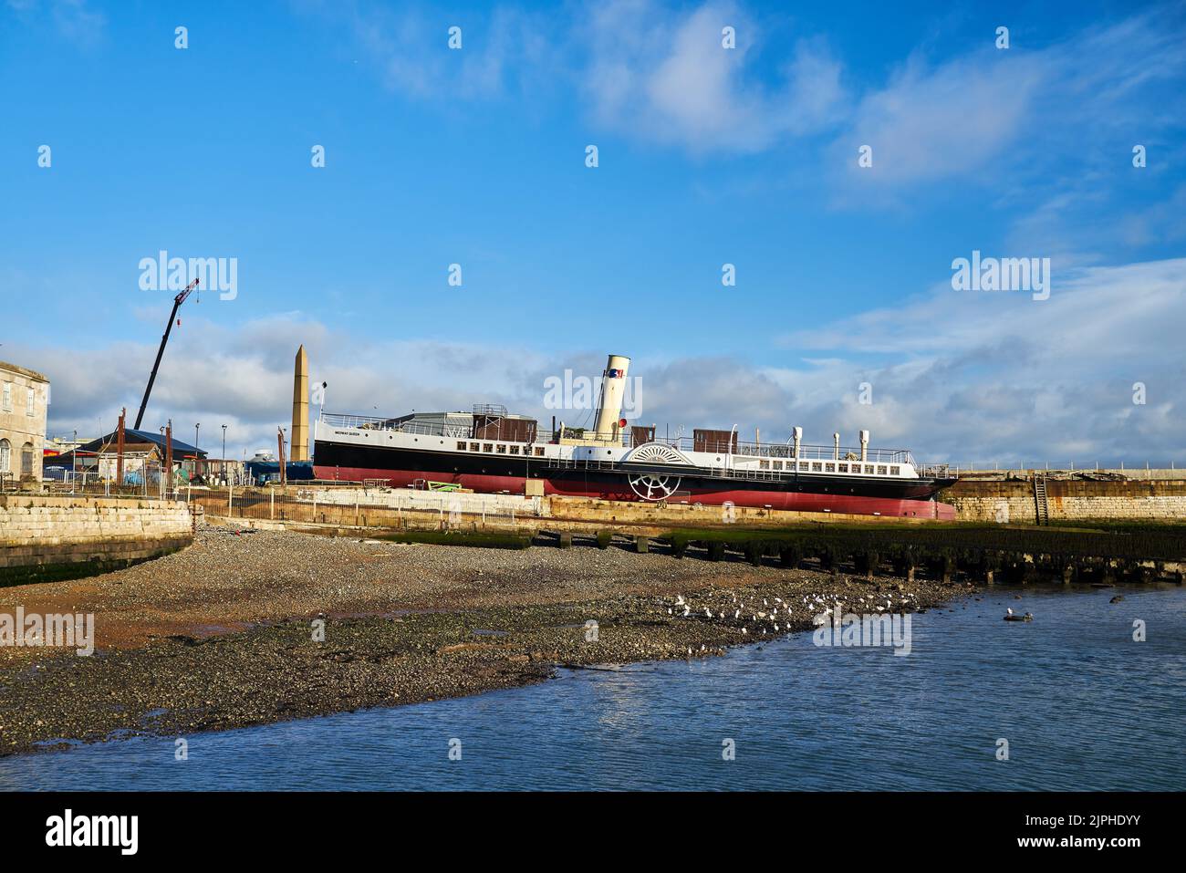The Medway Queen paddle steamer in Ramsgate dry dock Stock Photo - Alamy