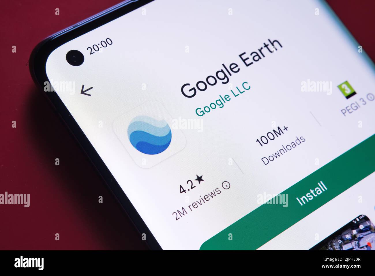 google earth app seen in Google Play Store on the smartphone screen ...