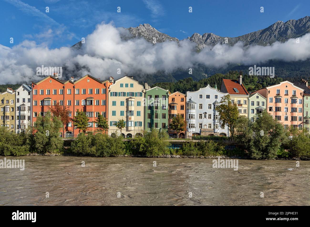 Brightly painted buildings of the old town of Tyrolean capital ...