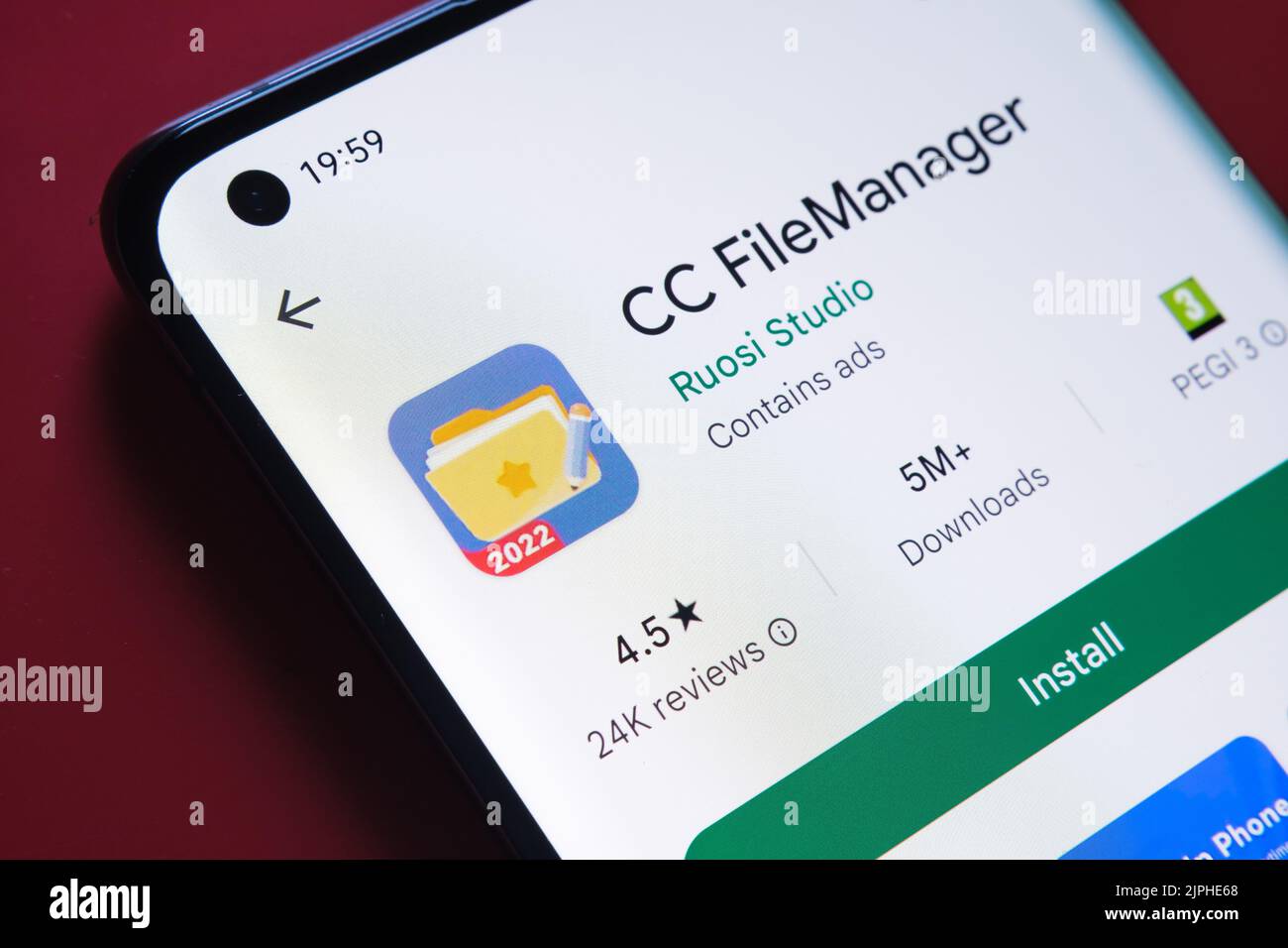 CC FileManager app seen in Google Play Store on the smartphone screen ...