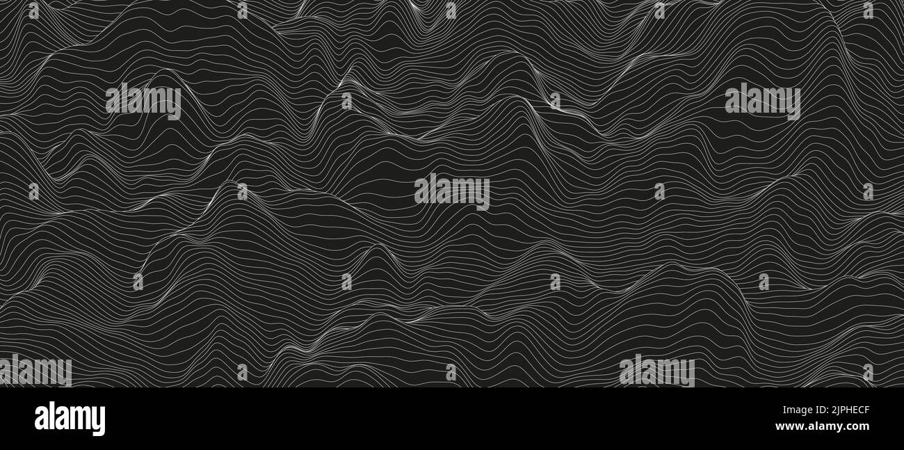 Abstract background with distorted line shapes on a black background ...