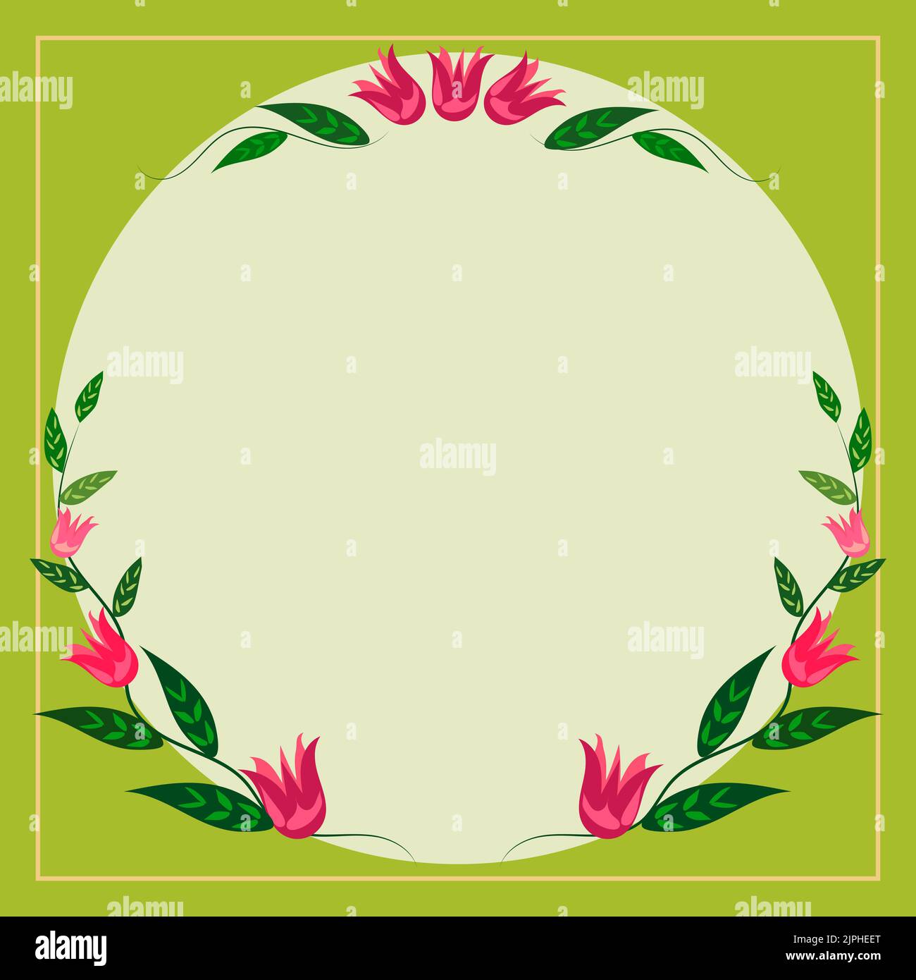 Frame With Leaves And Flowers Around And Important Announcements Inside ...