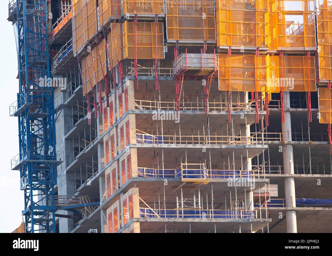 Construction site in downtown Austin, Texas during the building of 6th ...