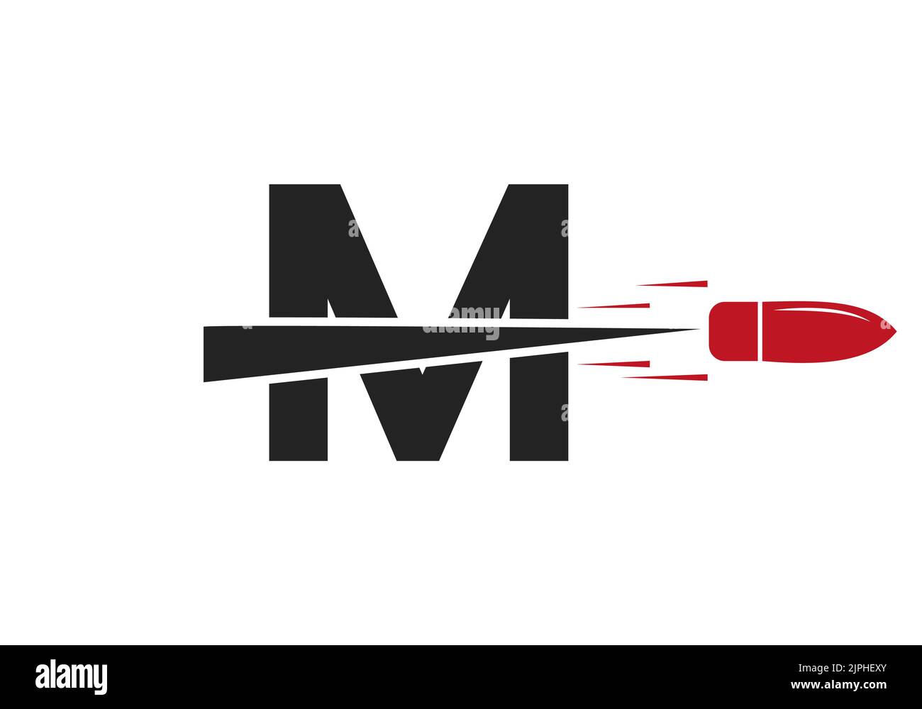 Letter M Shot Bullet Logo Vector Template Concept For Defense Logotype ...
