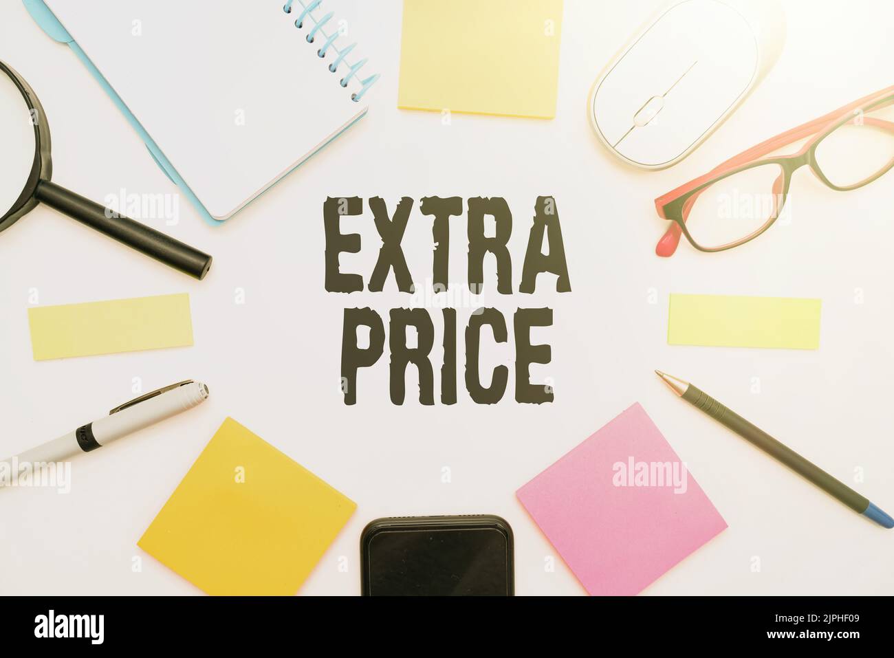 A closeup of flashy school office supplies with text caption presenting ...