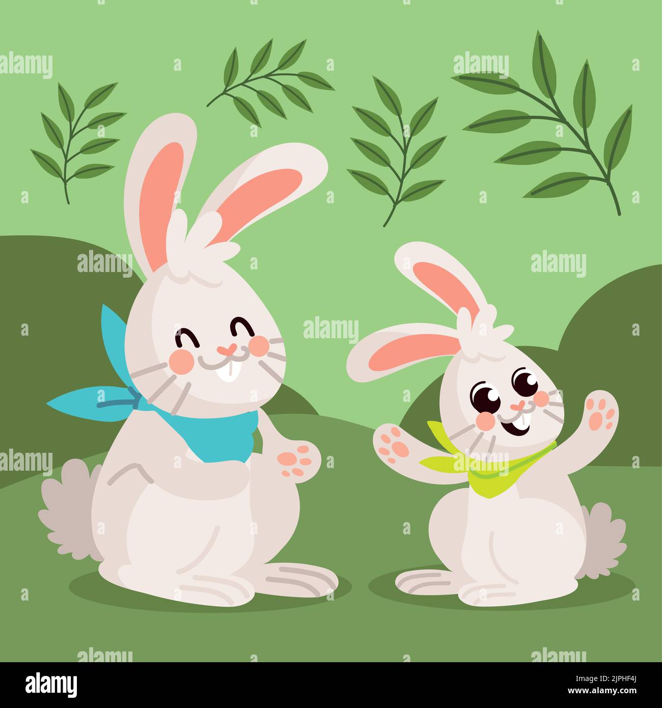 rabbits in the grass Stock Vector Image & Art - Alamy
