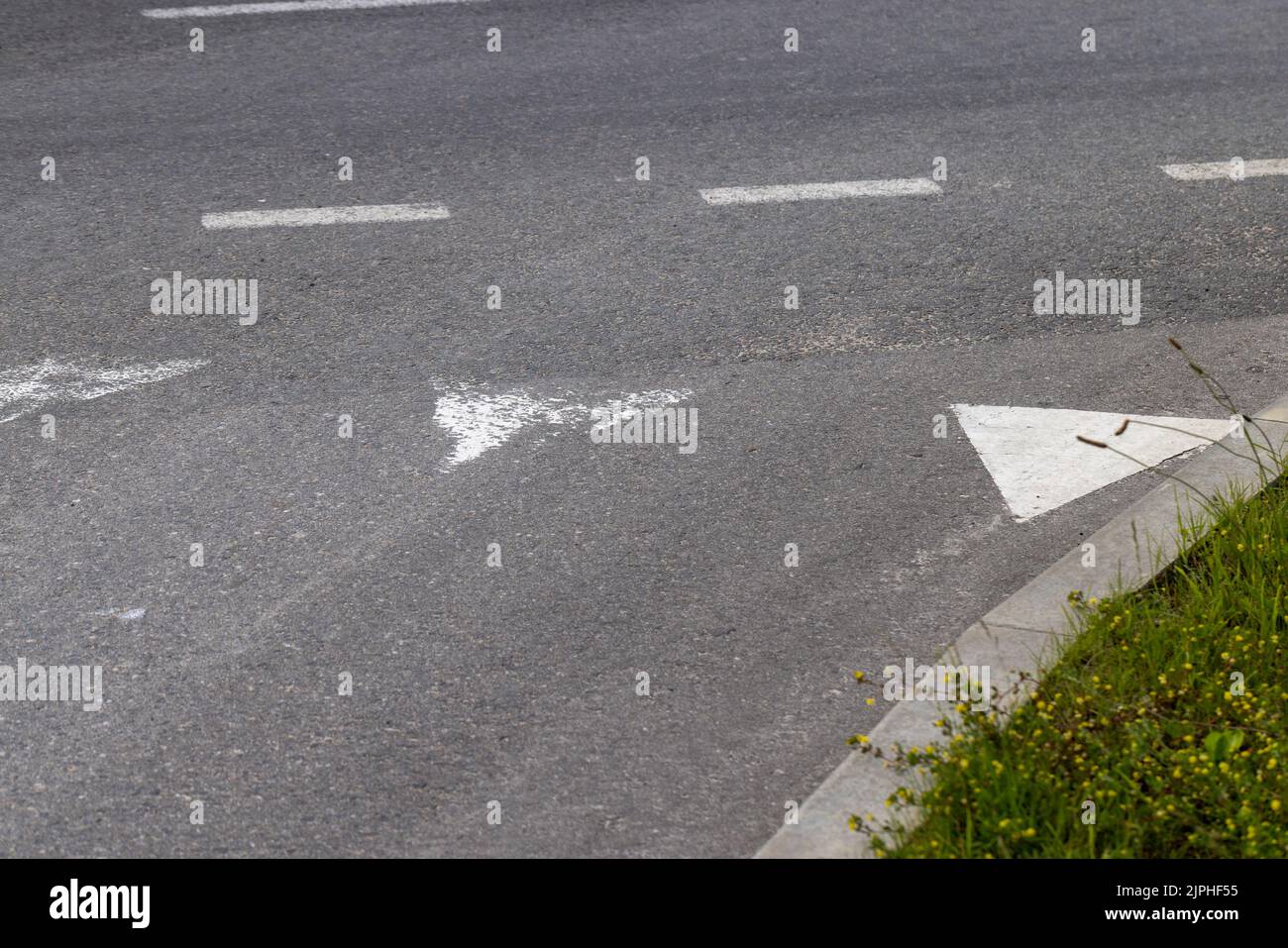 paved road for car traffic, road for vehicles with white road markings ...