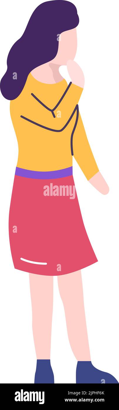 Pensive woman vector icon. Female business person character thinking ...