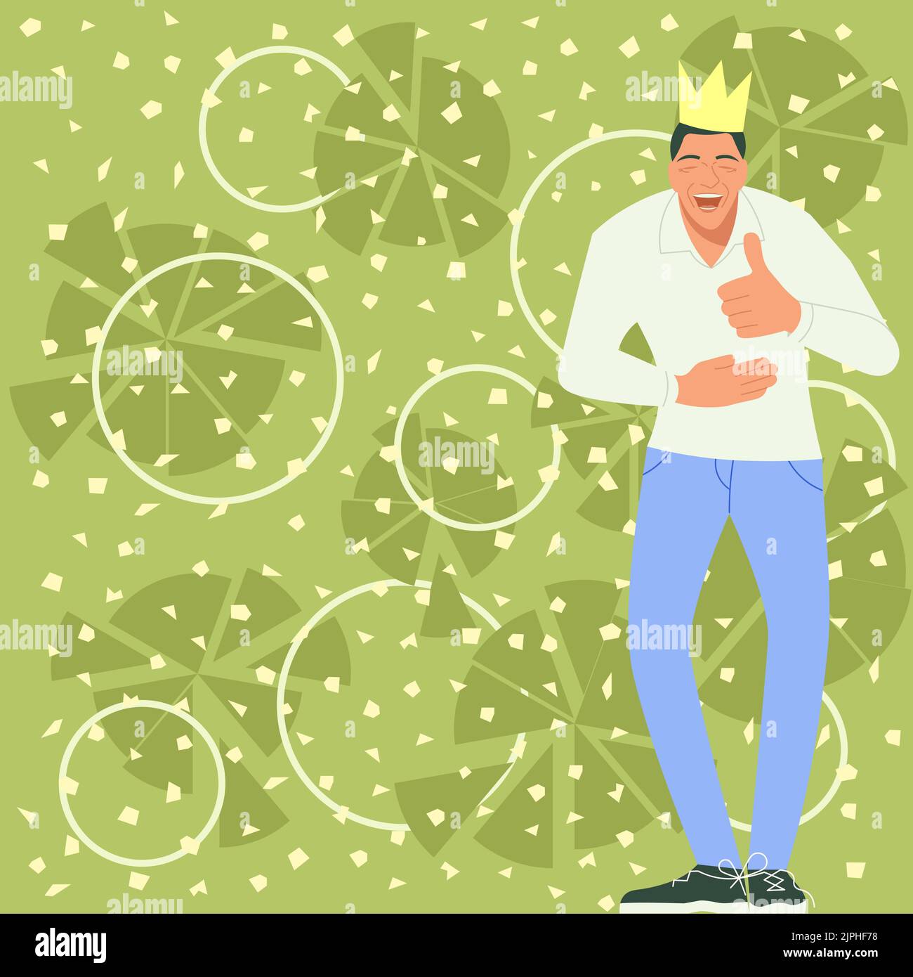 Sporty Man With Crown On Head Laughing Holding Stomach And Showing Ok ...