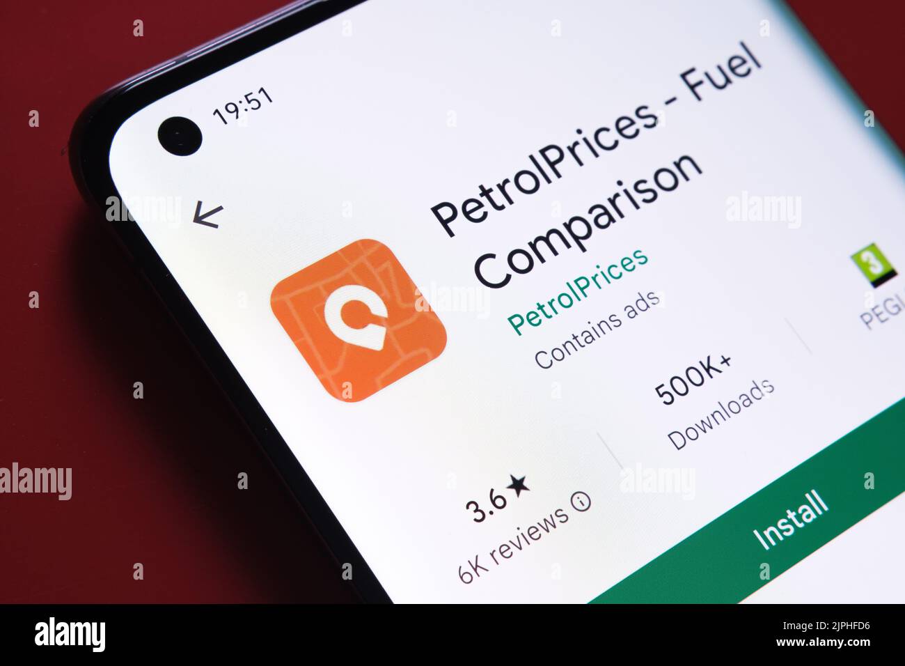 PetrolPrices app seen in Google Play Store on the smartphone screen ...