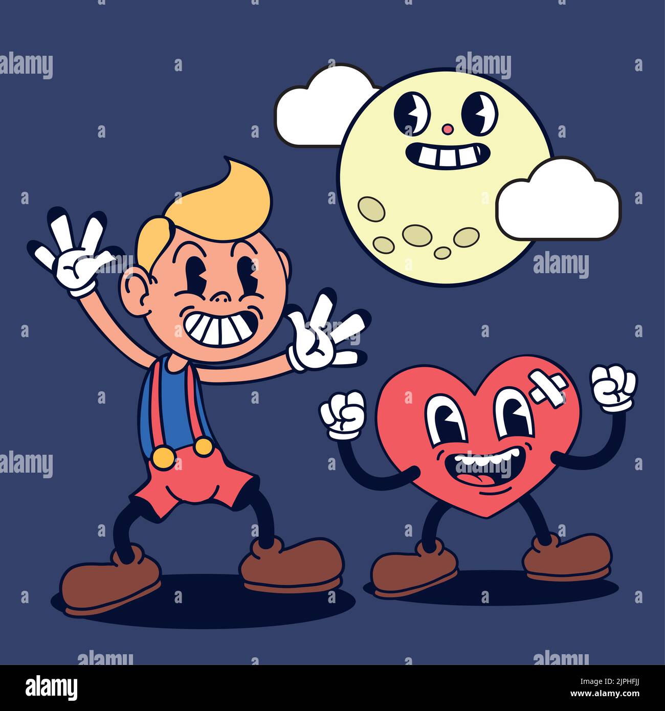 cartoon boy moon and heart Stock Vector Image & Art - Alamy