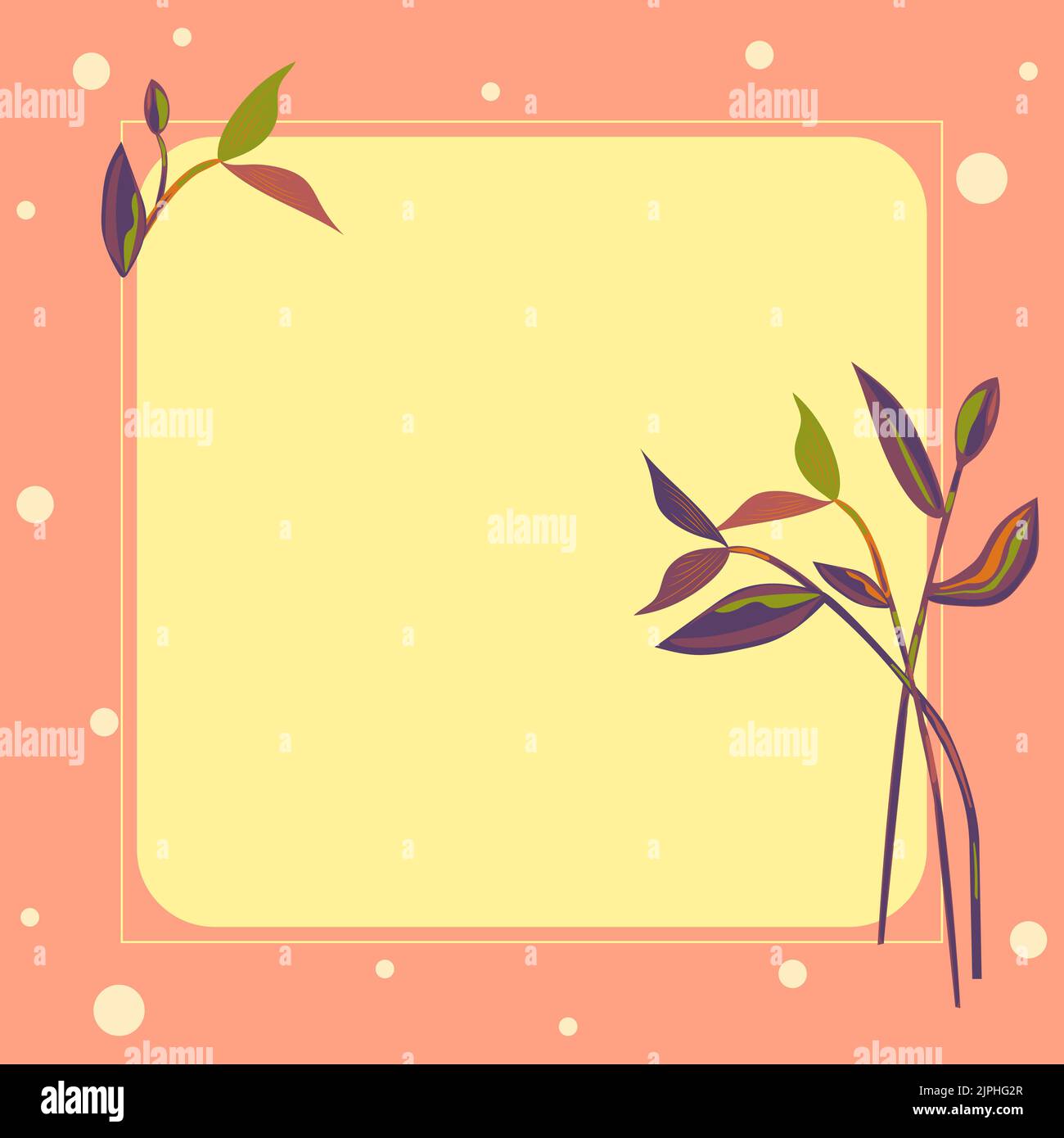 Frame With Leaves And Flowers Around And Important Announcements Inside ...