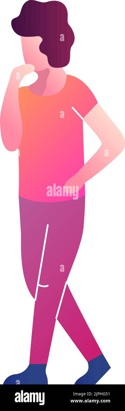 Pensive character vector icon. Faceless business person thinking ...