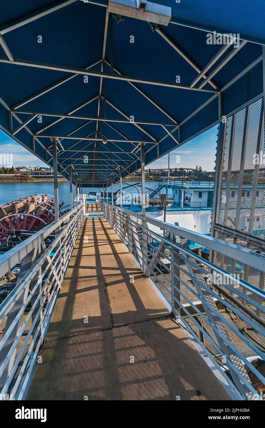 The gangplank to the Oregon Maritime Museum aboard sternwheeler ...