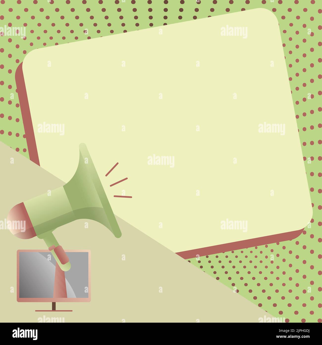 Hand Holding A Megaphone From The Tv Screen. Horn Speaker Announces ...