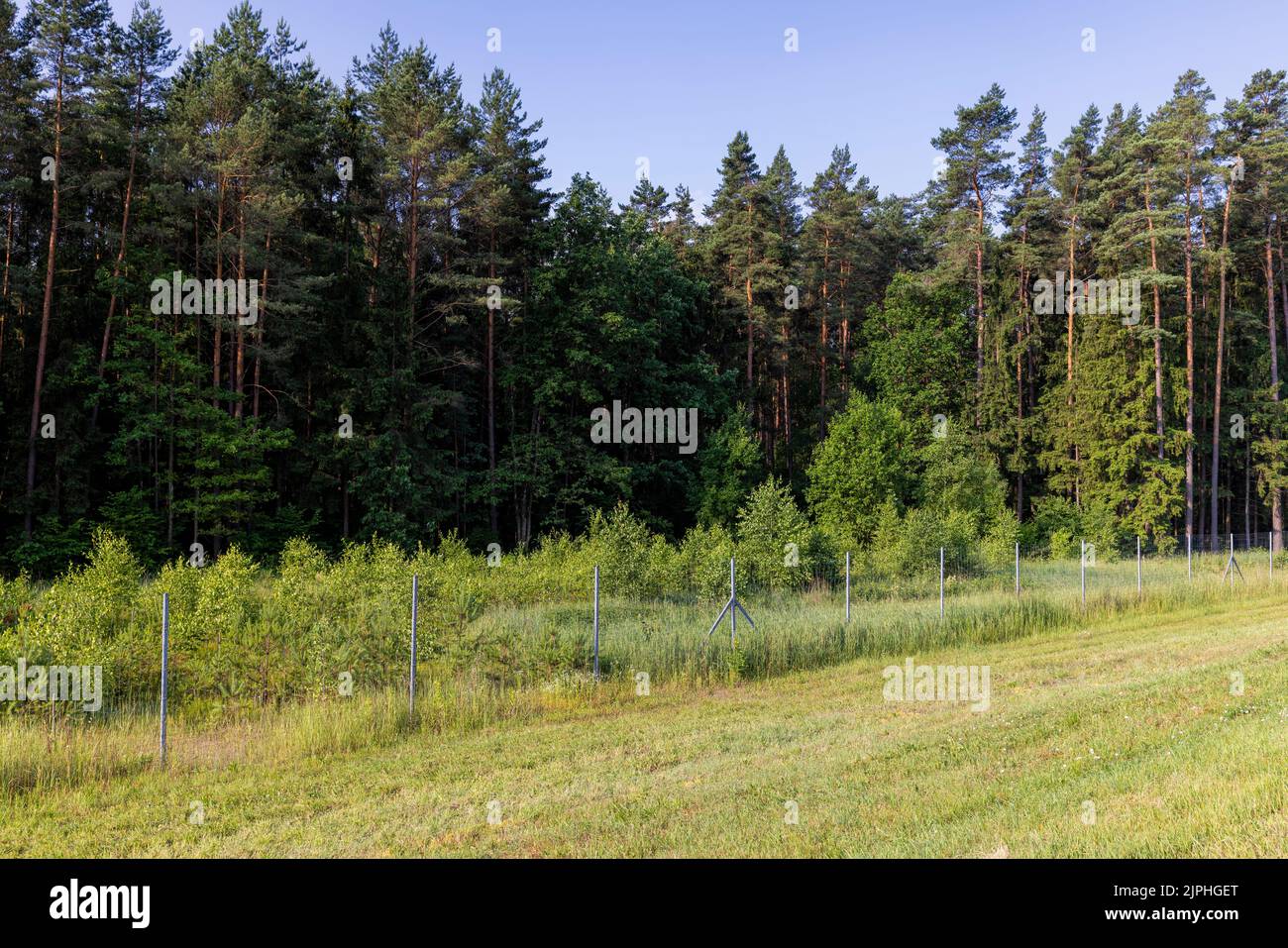 Metal fences for animal protection, an iron fence near the expressway ...