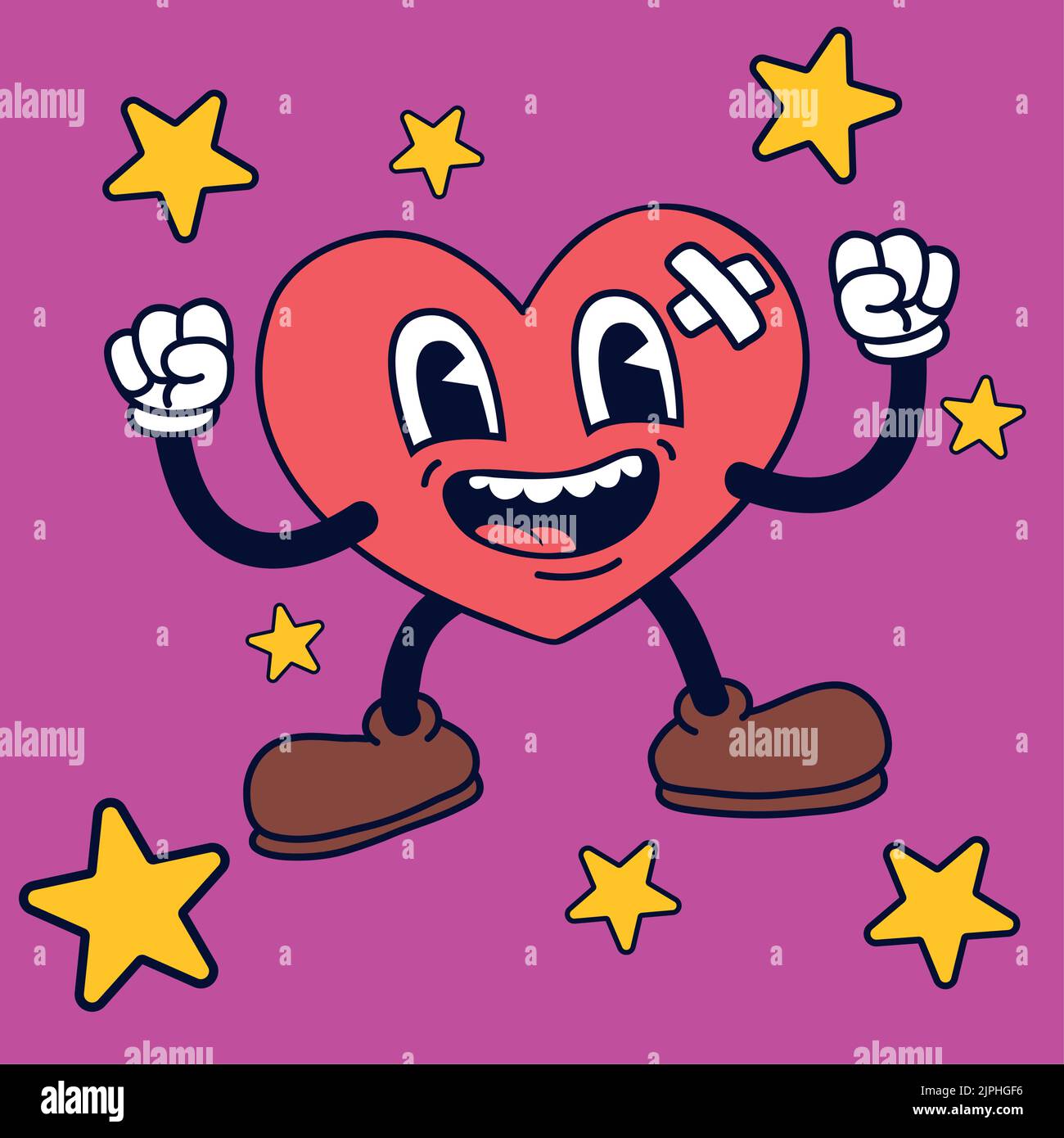funny heart cartoon retro Stock Vector Image & Art - Alamy