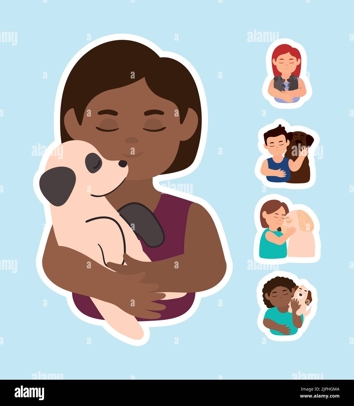 stickers people with dogs Stock Vector Image & Art - Alamy