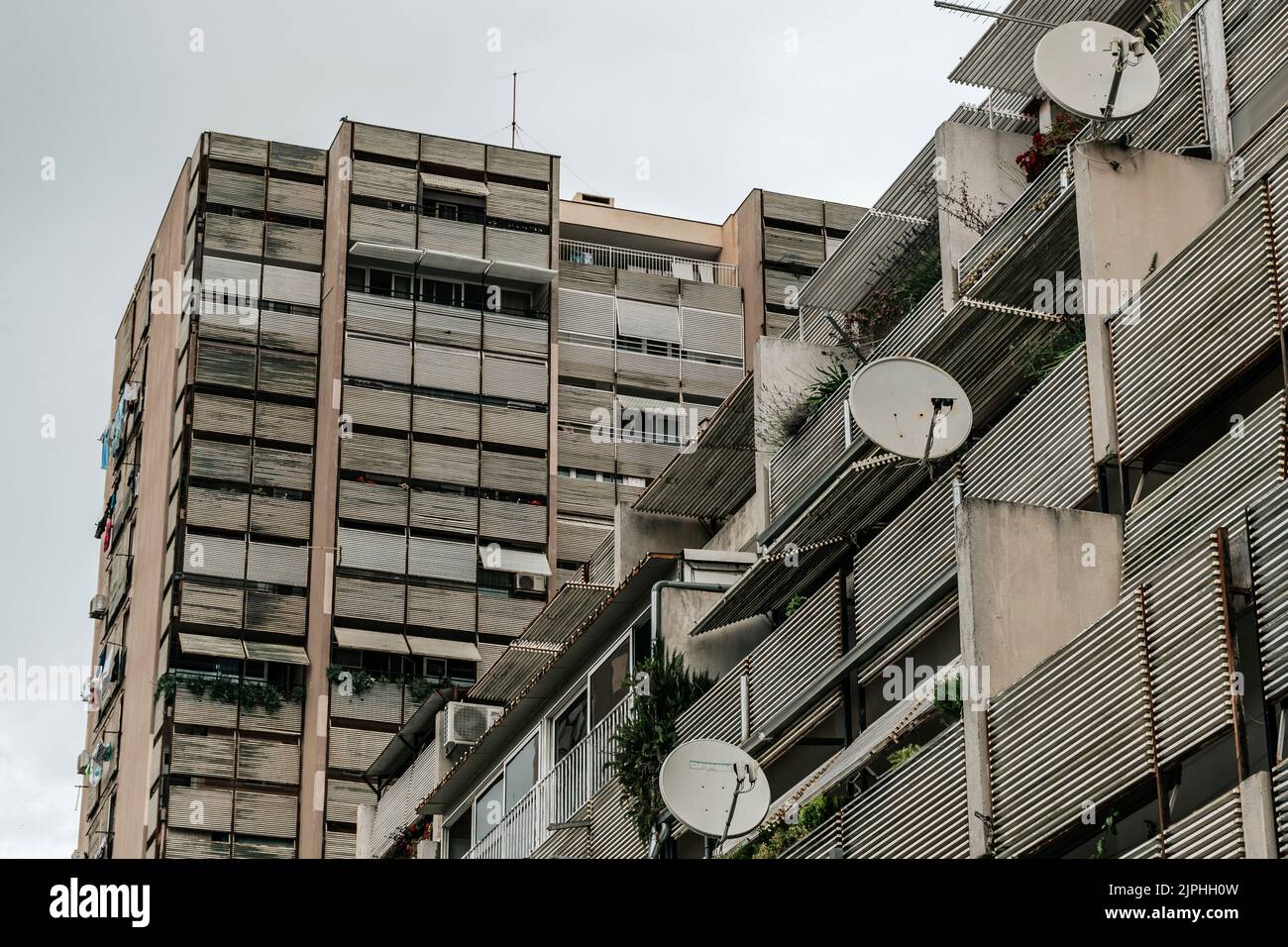 A residential building in brutalist architecture style in a residential ...