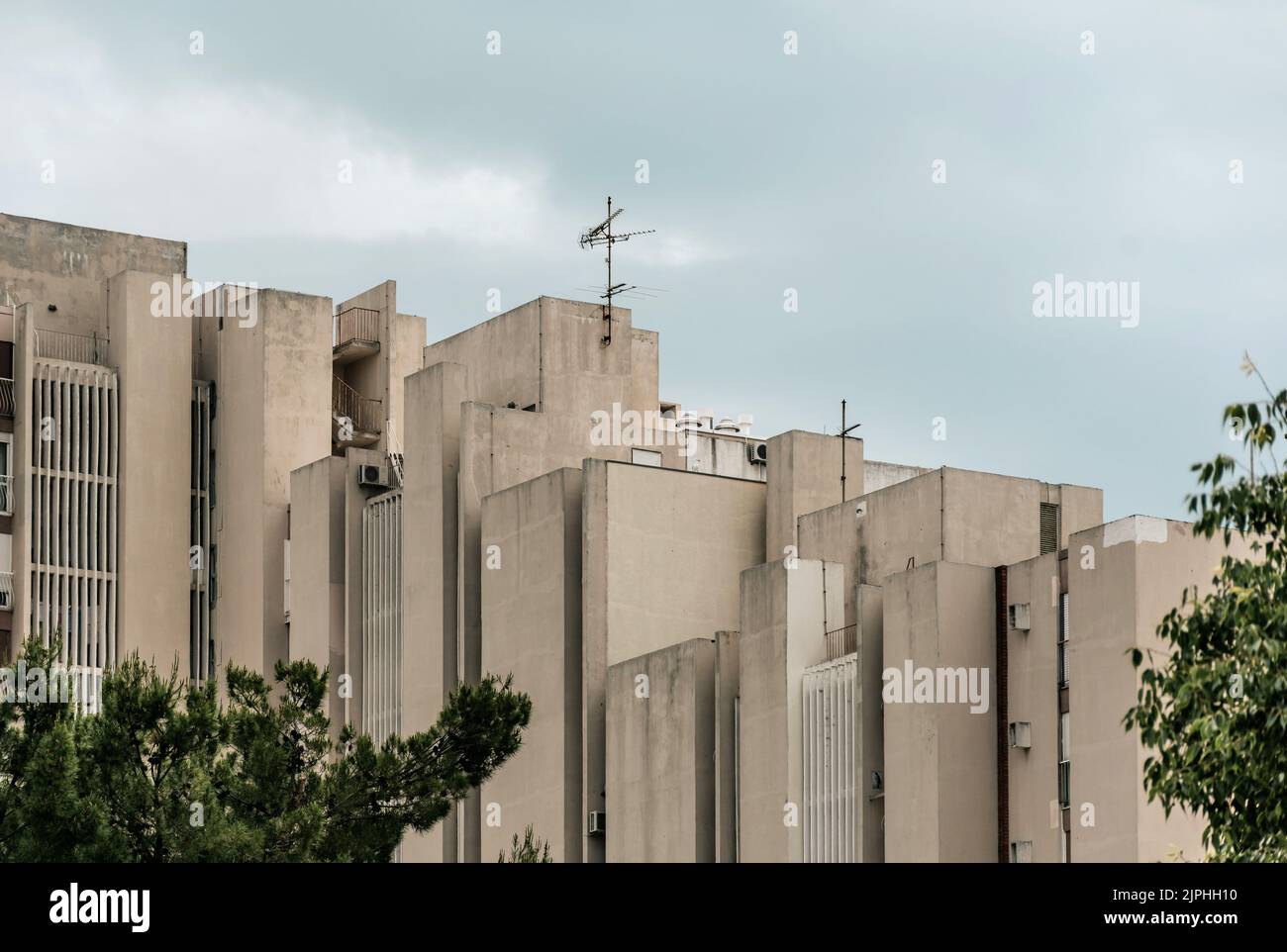 A residential building in brutalist architecture style in a residential ...
