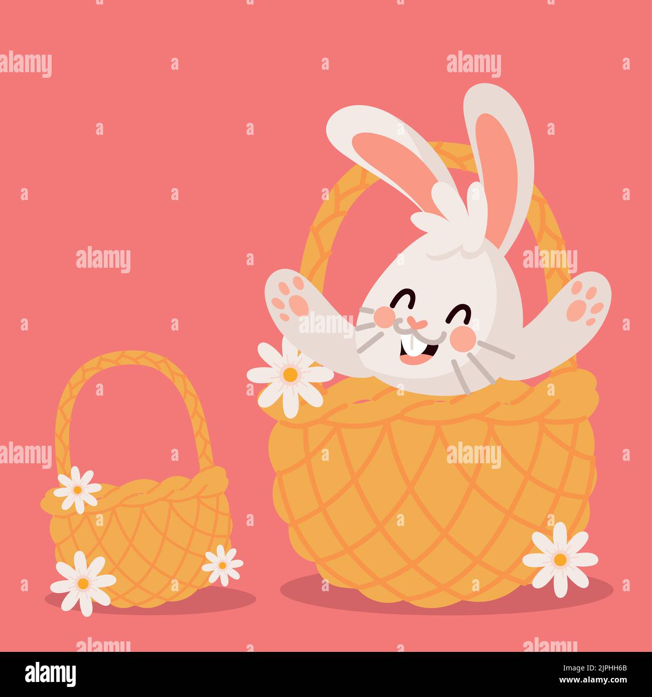 cute rabbit in wicker basket Stock Vector Image & Art - Alamy