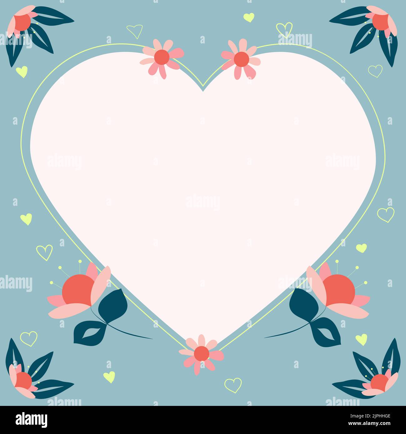 Heart Frame With Leaves And Flowers Around And Important ...