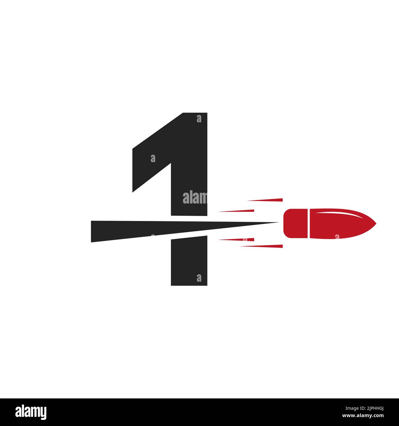 Letter 1 Shot Bullet Logo Vector Template Concept For Defense Logotype ...