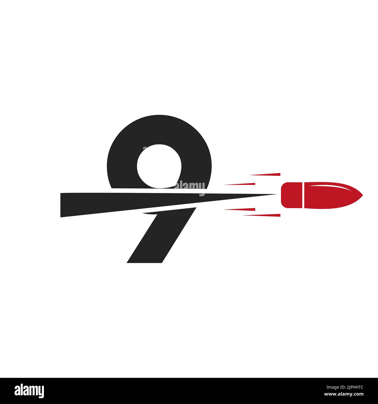 Letter 9 Shot Bullet Logo Vector Template Concept For Defense Logotype ...