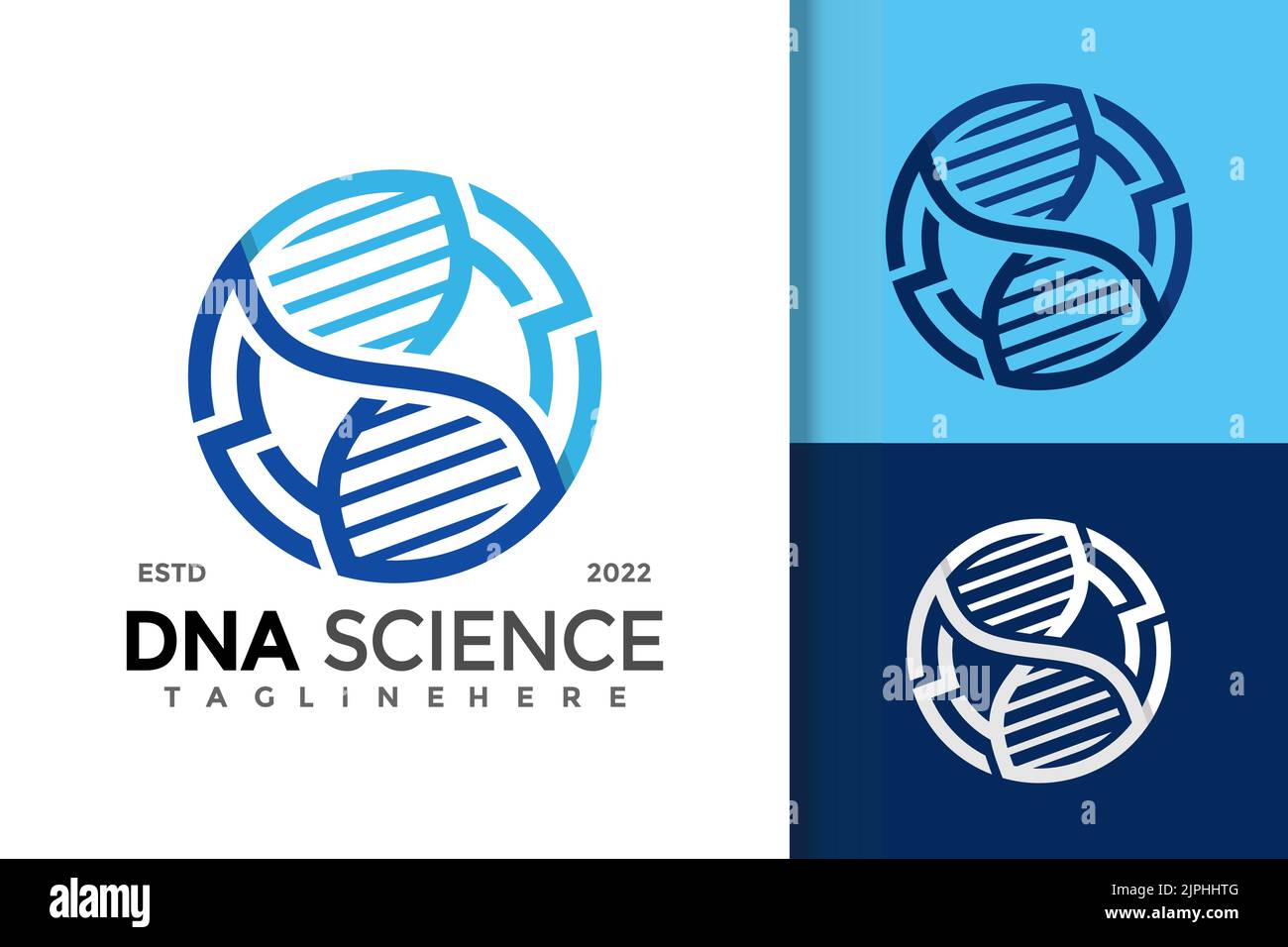 A set of blue logos in a shape of a DNA molecule - Science concept ...