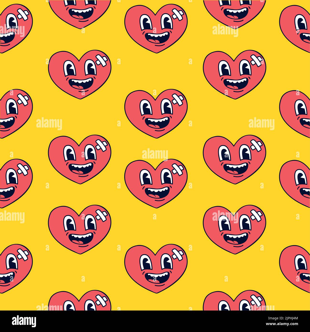 happy heart cartoon retro Stock Vector Image & Art - Alamy