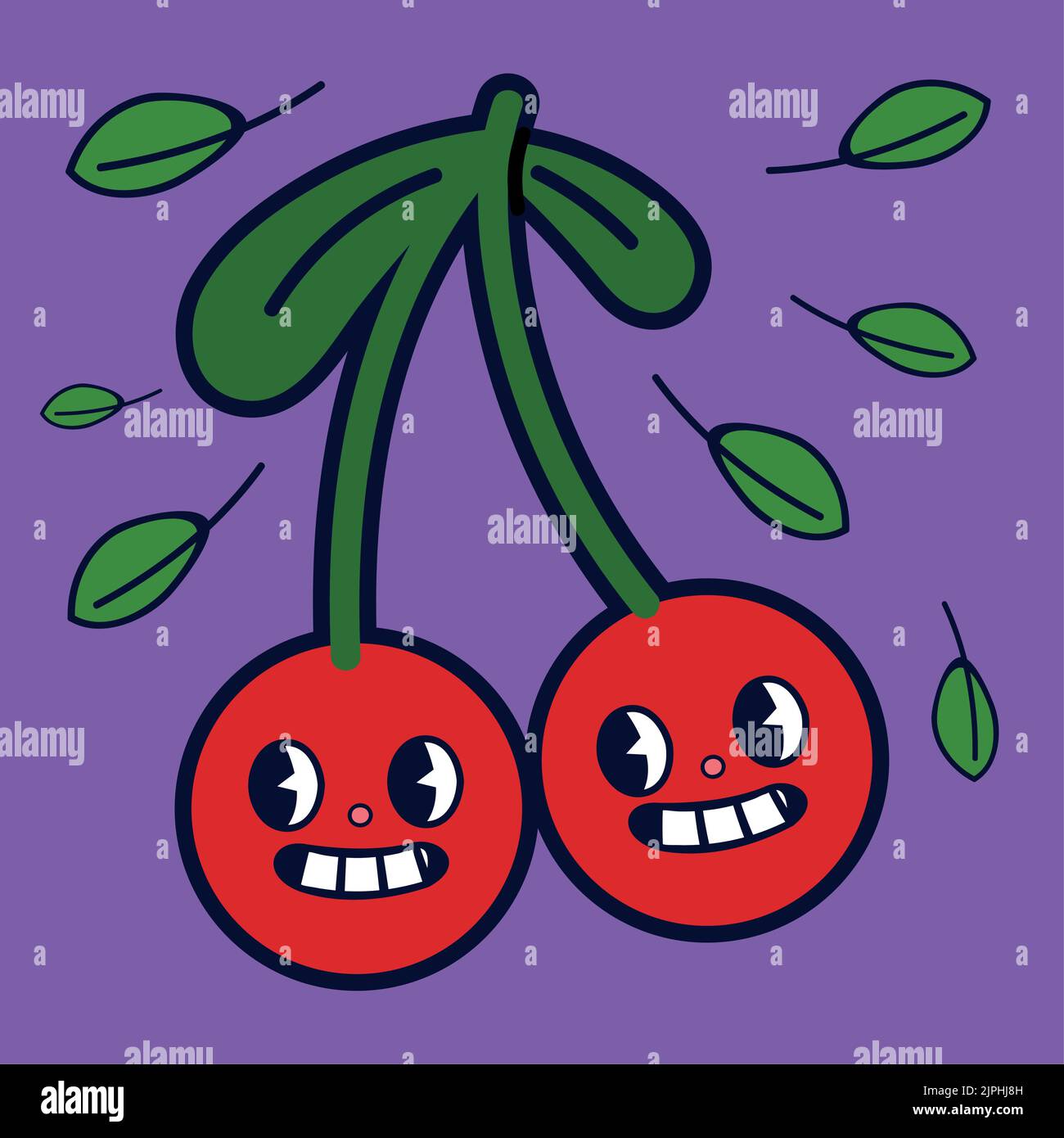 cherry cartoon retro Stock Vector Image & Art - Alamy
