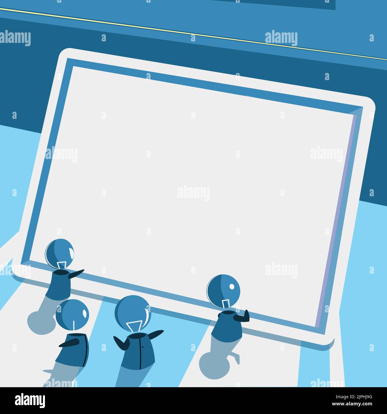 Little Robots Drawing Pressing On Tablet With Important Messages. Small ...