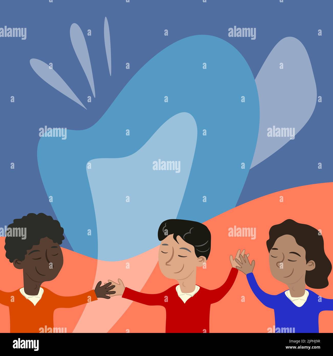 Smiling boys girls showing Stock Vector Images - Alamy