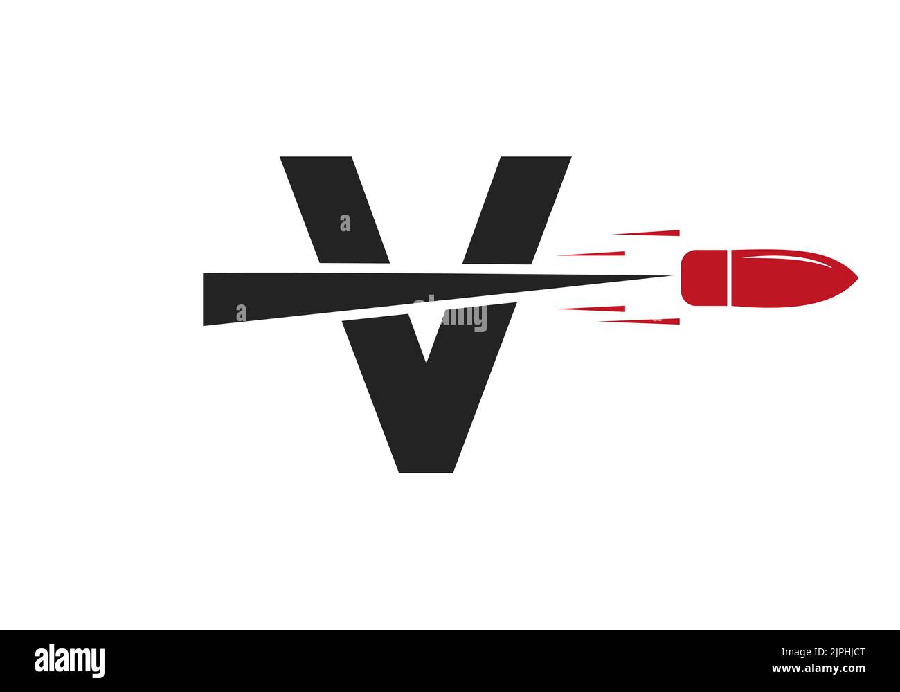 Letter V Shot Bullet Logo Vector Template Concept For Defense Logotype ...