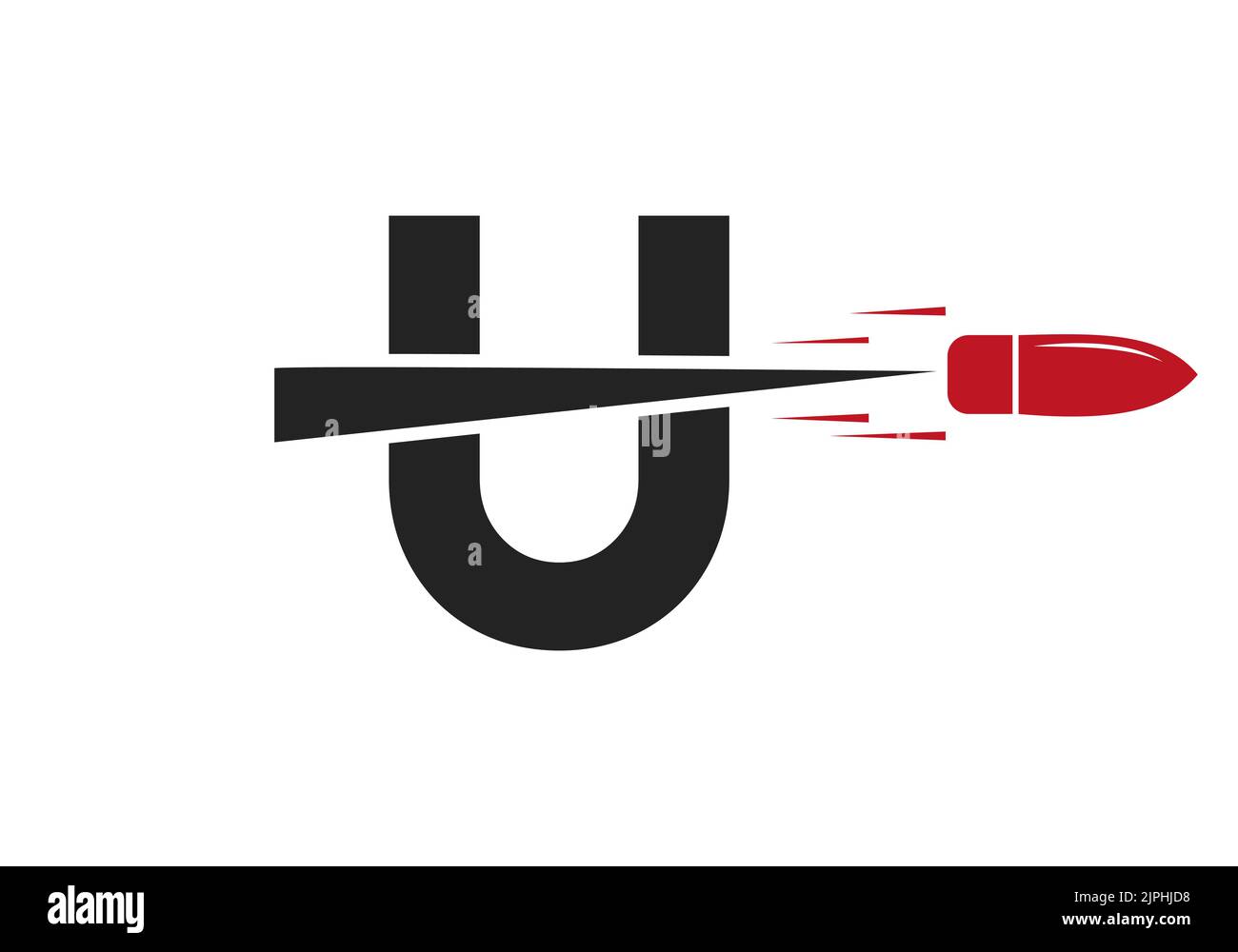Letter U Shot Bullet Logo Vector Template Concept For Defense Logotype ...