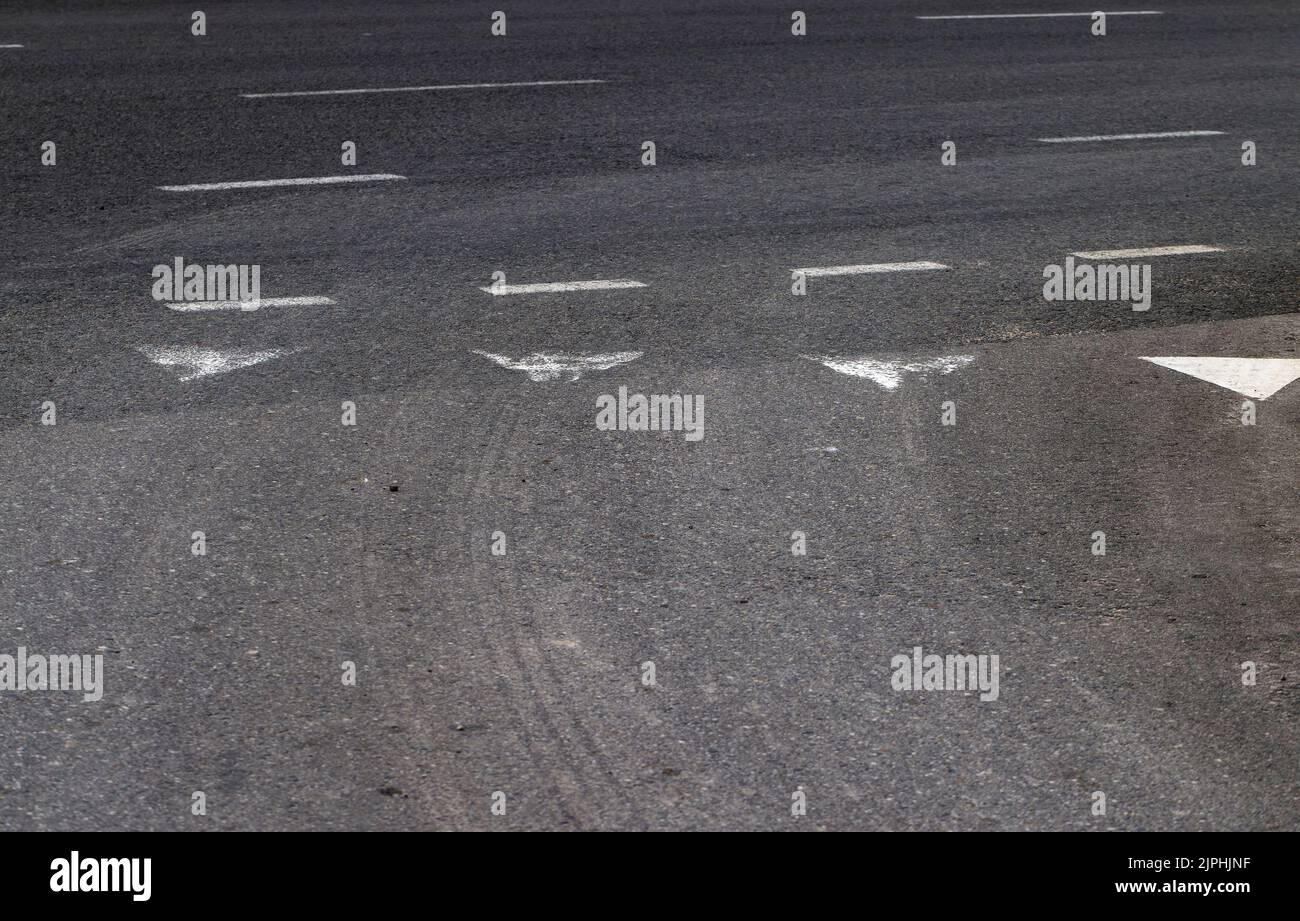 paved road for car traffic, road for vehicles with white road markings ...