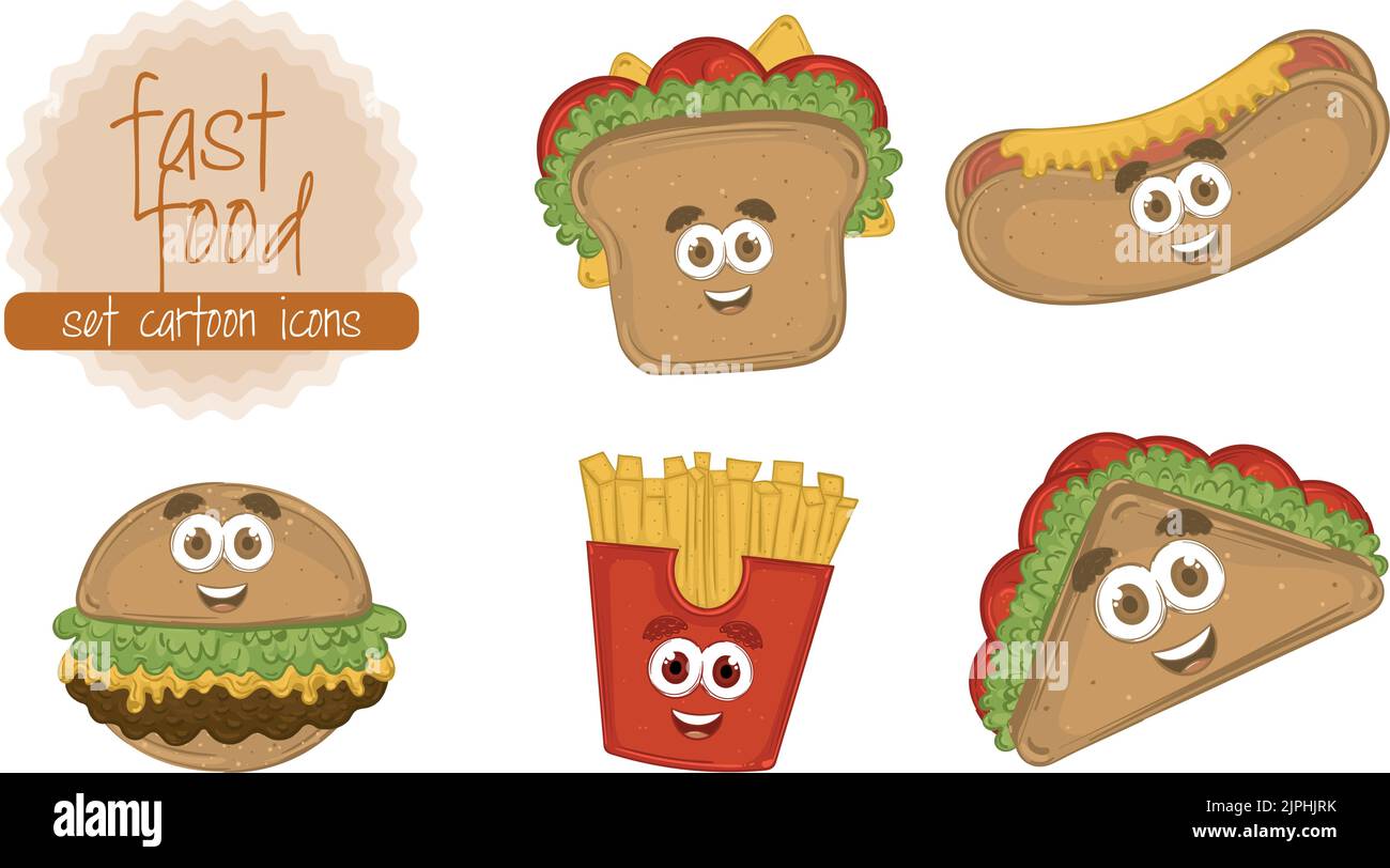 Kawaii set fast food icon Stock Vector Images - Alamy