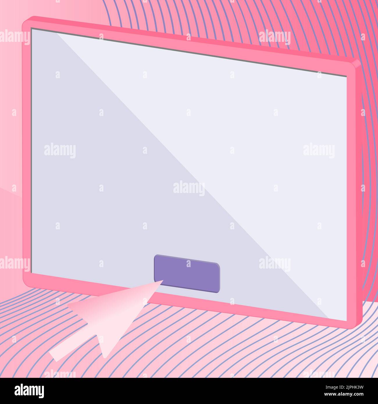 Arrow Pointing On Main Button Of A Portable Device. Blank Screen Tablet ...