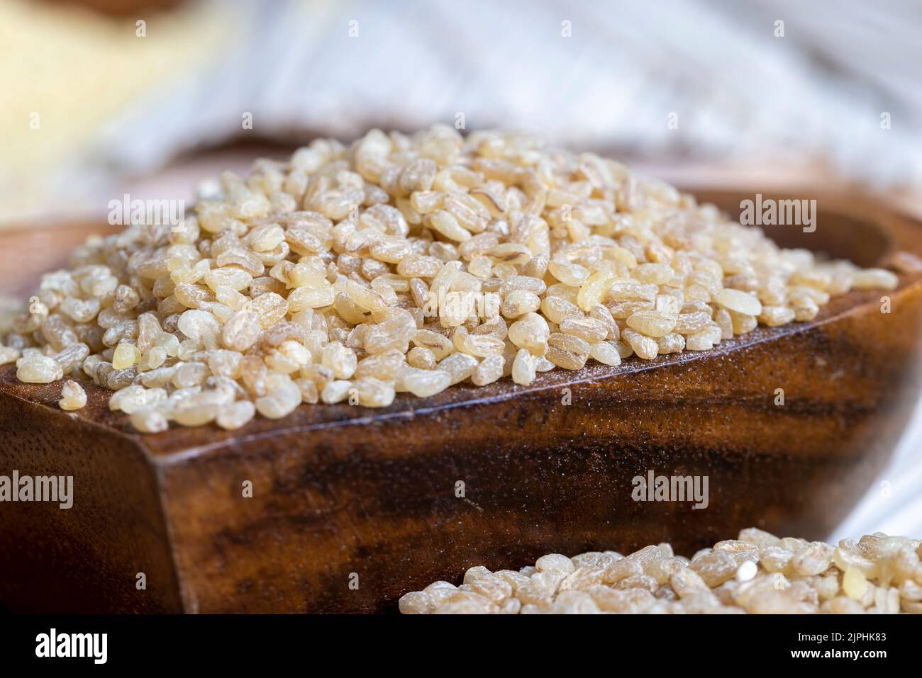 Fresh uncooked bulgur porridge on the table, cooking dishes from ...