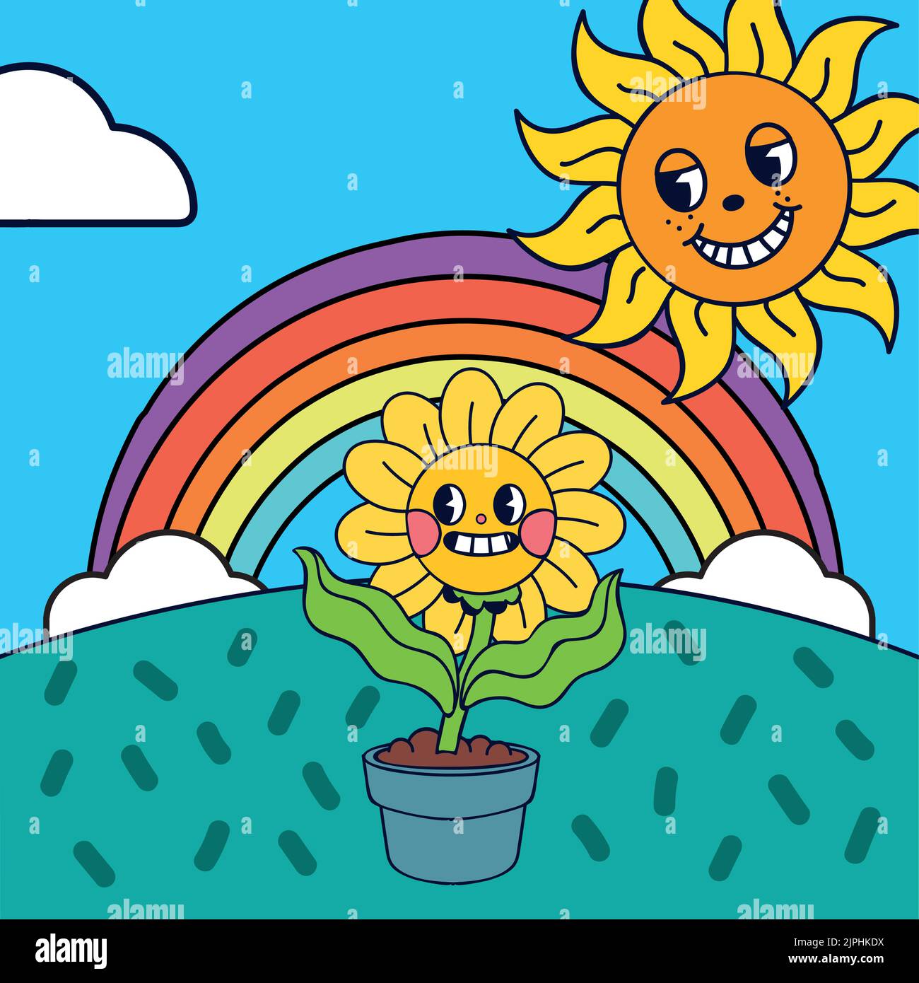 cartoon retro landscape Stock Vector Image & Art - Alamy