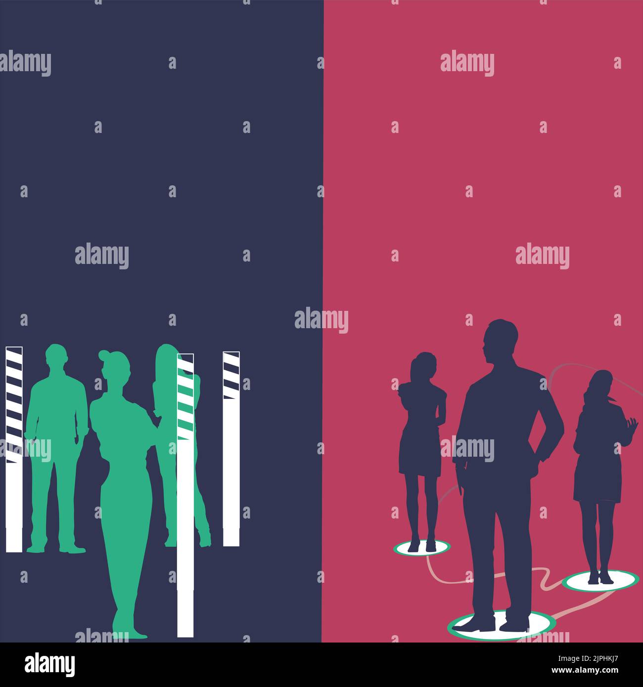 Two Teams Standing Discussing New Different Ideas Together. Business ...