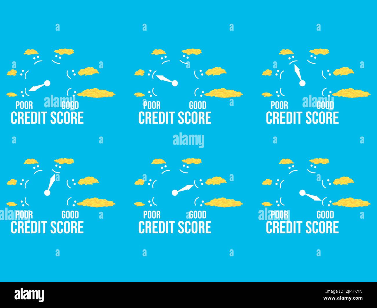 Credit rating. Credit score indicator with golden coins cartoon style ...