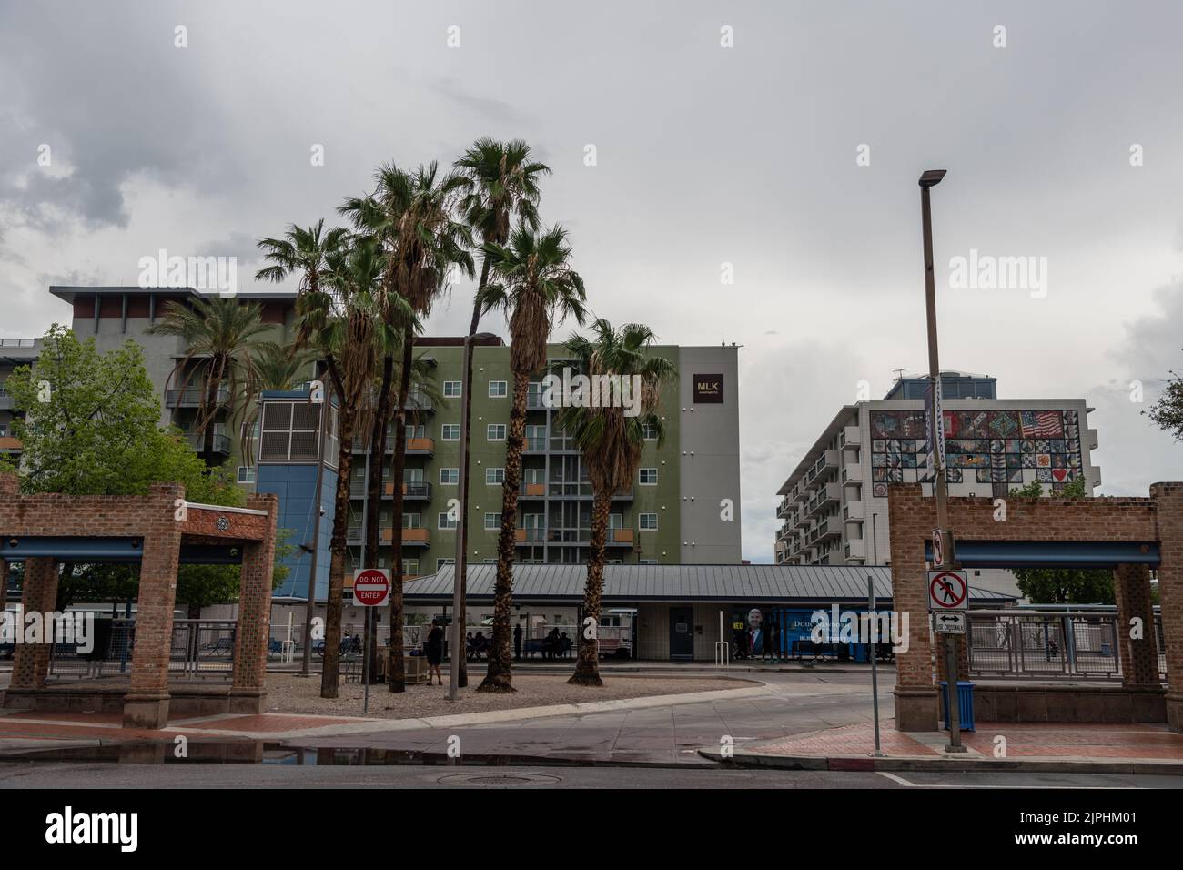 Scenic downtown Tucson vista after heavy monsoonal rainstorm, southern ...