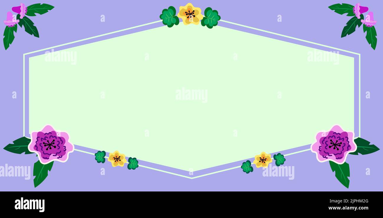 Frame With Leaves And Flowers Around And Important Announcements Inside ...