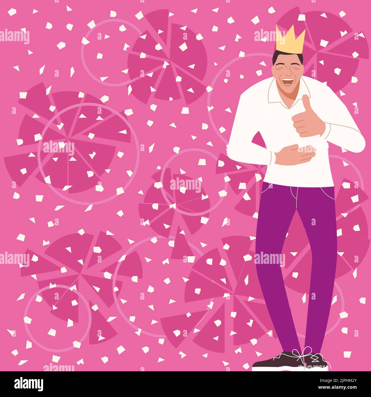 Sporty Man With Crown On Head Laughing Holding Stomach And Showing Ok ...