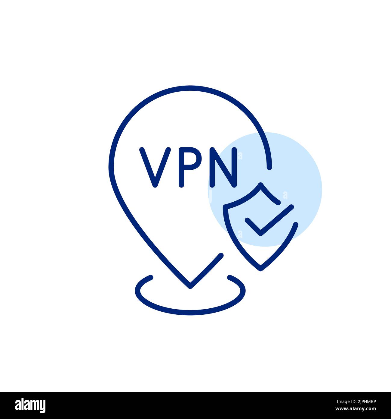 VPN protected user location. Pixel perfect, editable stroke line art ...