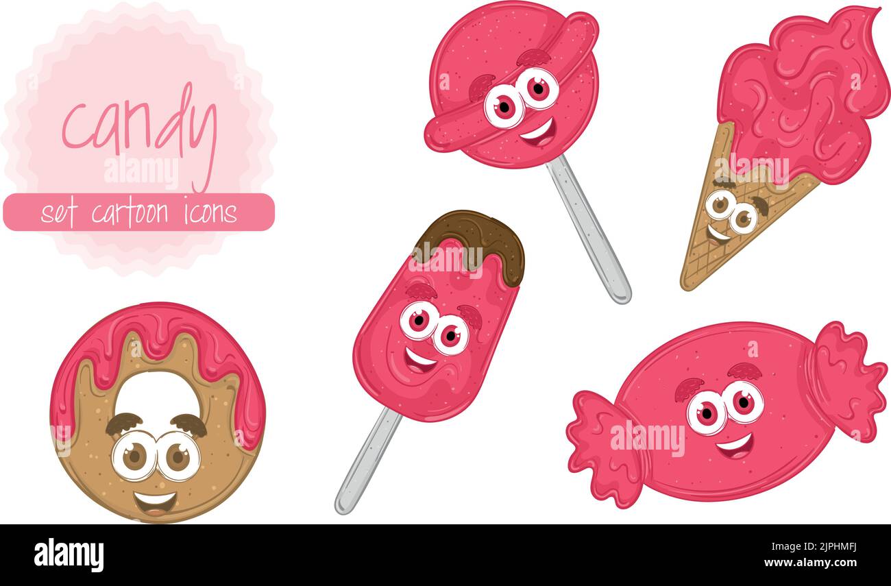 Cartoon chocolate desserts and candies vector set chocolate candy ...